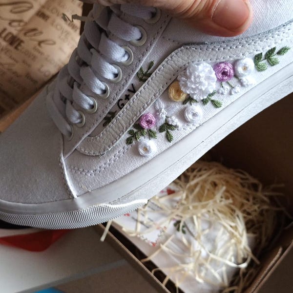 Custom Wedding Vans/custom Vans Shoes/embroidered Vans Personalize Your ...