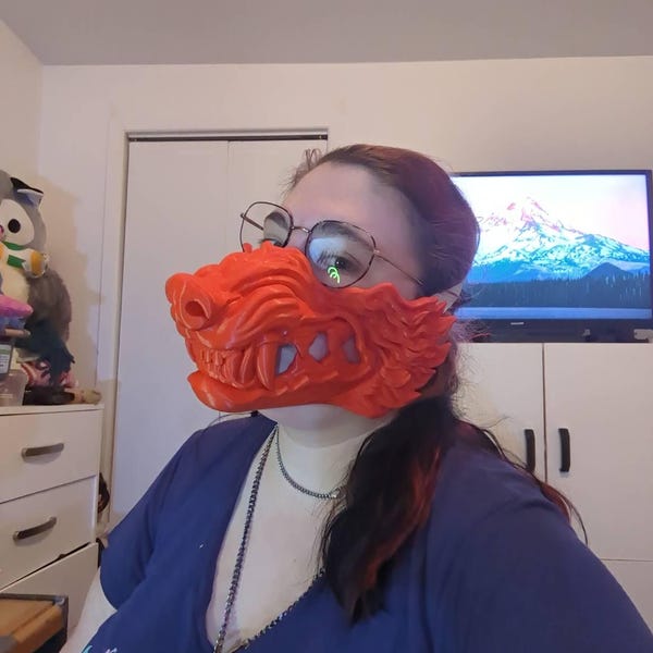 Snarling Wolf Mask - 3D Printed Demon Oni Half Mask - Etsy