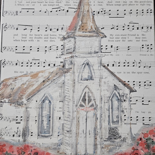 Vintage Hymn Canvas Art Print, Old Church Art Decor, Country House ...