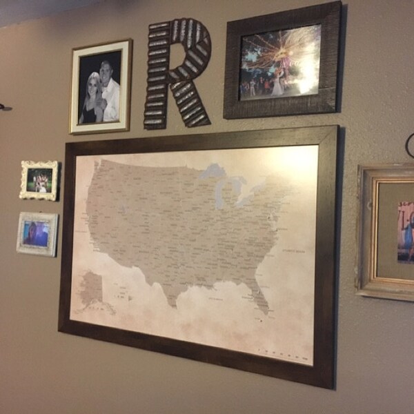 Personalized South Dakota Earth Toned Wall Map With Pins - Pin Map ...