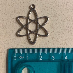 Atom Molecule Antique Silver Tone Charms... Lot of Two... Atom Charm ...
