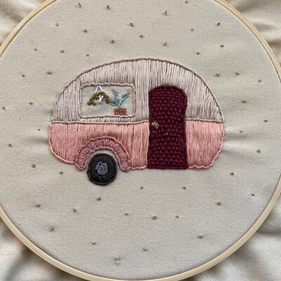 PDF PATTERN. Cute Caravan Embroidery Pattern Happy Camper Design ...