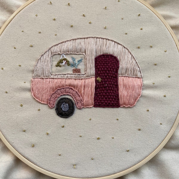 PDF PATTERN. Cute Caravan Embroidery Pattern - Happy Camper Design ...