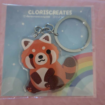 Striped Hyena Acrylic Glitter Keychain Kawaii Chibi Animal Lover Wild ...