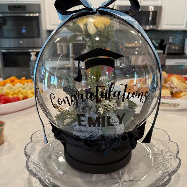 Personalized Graduation Balloon Gift: Handmade Floral Arrangement - Etsy