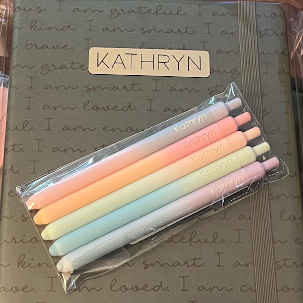 Custom Colored Ink Pens｜personalized Pens｜set of 5 Custom Engraved ...