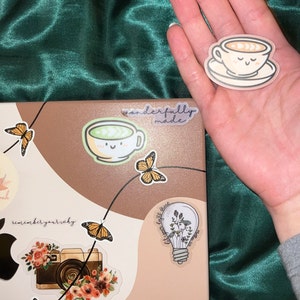 Flower Teacup Vinyl Sticker Waterproof Sticker Tea Drinking Sticker Cup ...