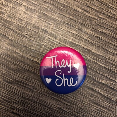 Bisexual Pride Flag Pronoun Pin Back Button They/she They/he They/them ...