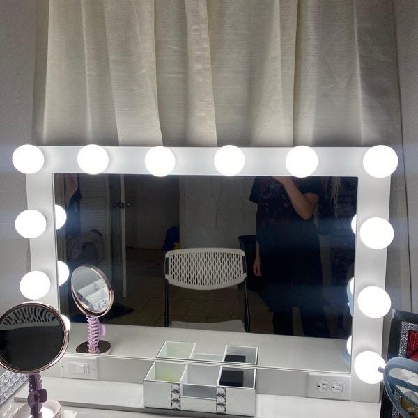 Gold Glitter Vanity Mirror With Lights 32 X 28 Made in the USA - Etsy