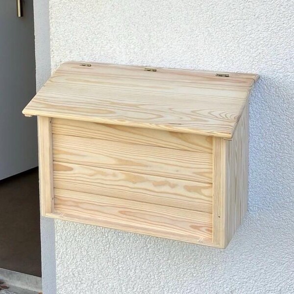 Mailbox, Wood Mail Box, Unfinished Mailbox, Outdoor Mail Box, Wall ...