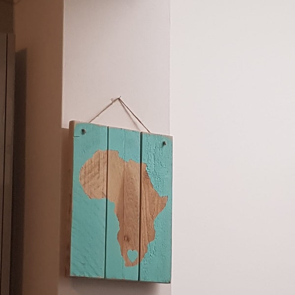 Personalised Rustic African Wood Sign. Map of Africa Hand Painted on ...