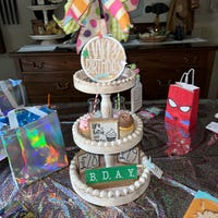 5 Boo & Eek 3D Circle Signs for Halloween Tiered Tray, Black and White ...