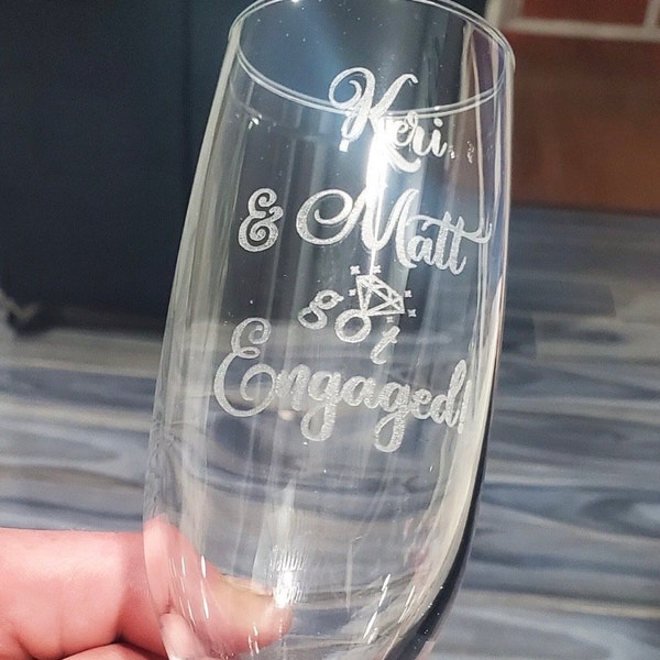 Just Engaged Personalized Champagne Glasses - Custom Engraved ...