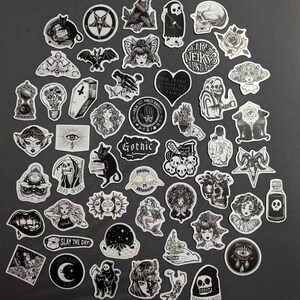 50 Cool Black and White Goth Laptop Stickers Dark Skull Tattoo - Etsy
