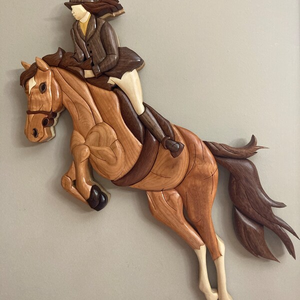 Wooden Intarsia Horse Riding Girl Pattern: Scroll Saw (PDF Download) - Etsy