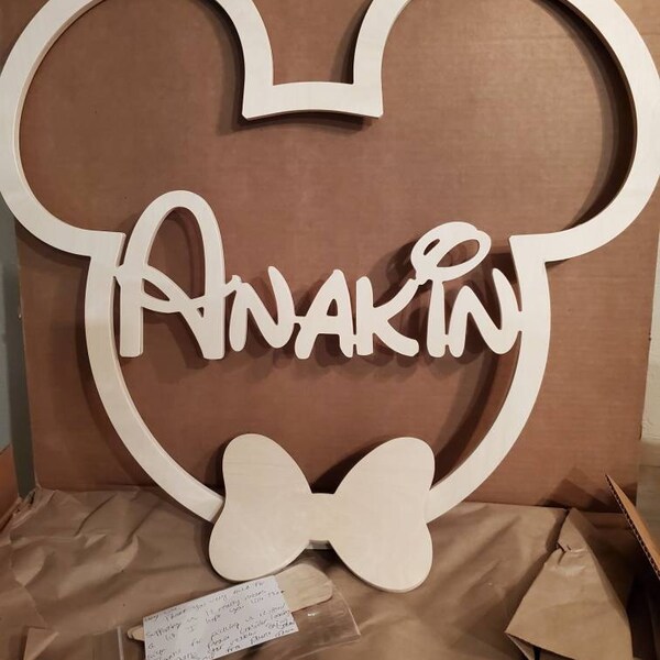 Wooden Mickey Mouse, Disney Mickey Mouse With Bow Tie, Wooden Name Sign ...