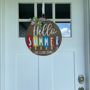 Hello Summer Door Hanger Summer Wreath Front Door Decor Summer Door ...
