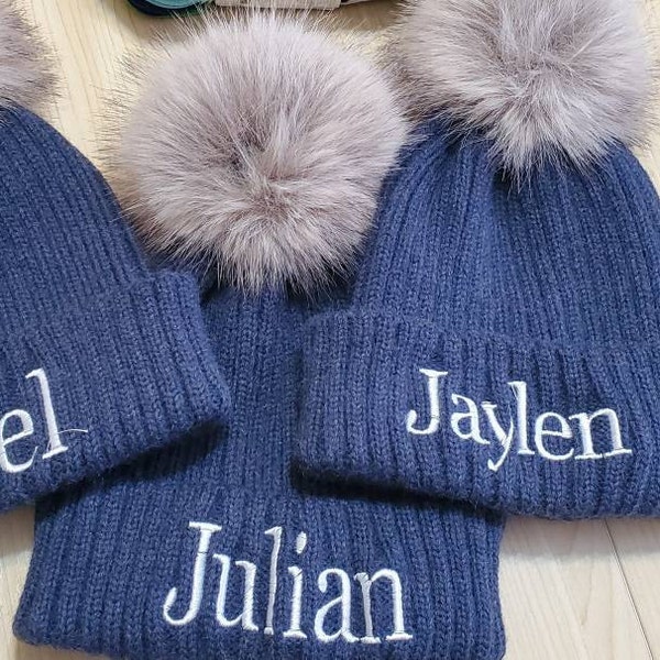 Personalized Embroidered Beanie,monogram Hat With Fur,knit Hat for the ...