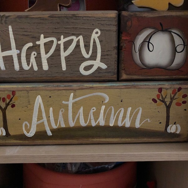 Primitive Seasonal Word Blocks/reversible Blocks/4 Seasons/3piece Set ...