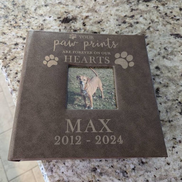 Engraved in Loving Memory Pet Leatherette Photo Album, Dog Memorial ...