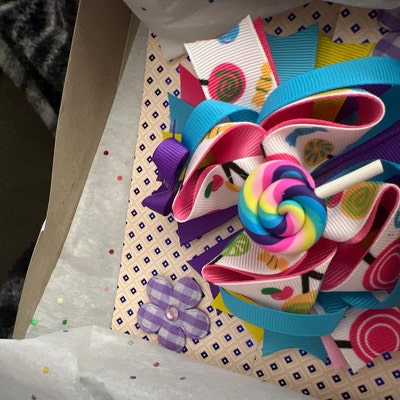 Purple Loopy Pompom Bows Large Loopy Bow, Loopy Pom Pom Pigtails - Etsy