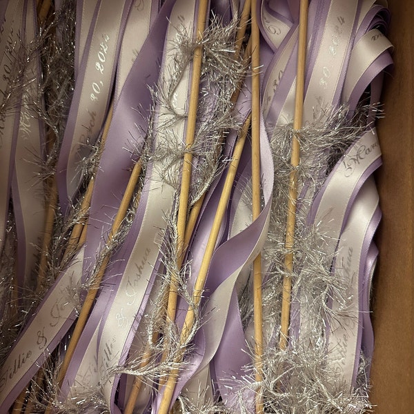 75 Wedding Wands Blue and Blush Pink With Lace With Bells Send off ...