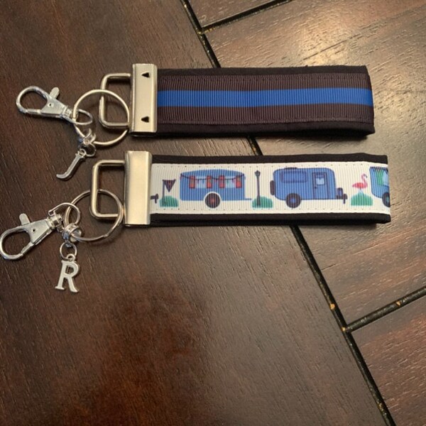 Camper Camping Fabric Key Chain / Key Fob Personalized With Optional ...