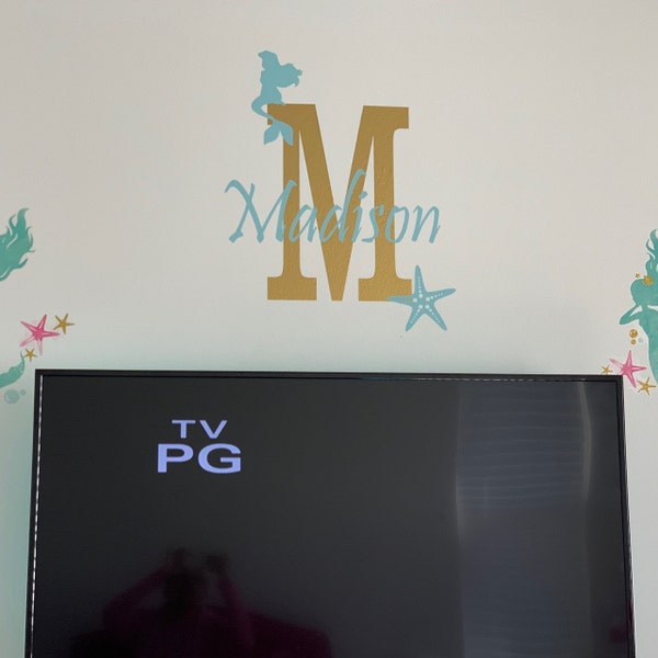 Personalized Name Mermaid Wall Decal Custom Name Mermaid Wall Sticker ...