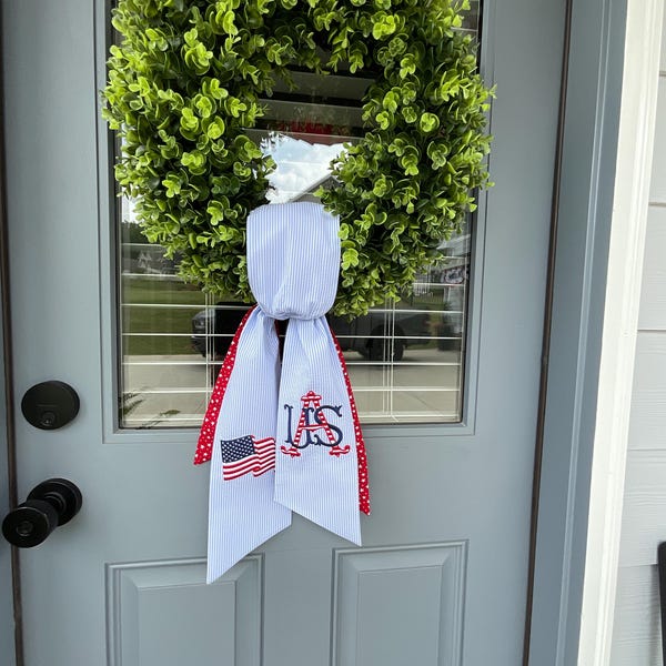 Patriotic Wreath Sash, Memorial Day Sash, 4th of July Wreath Sash - Etsy