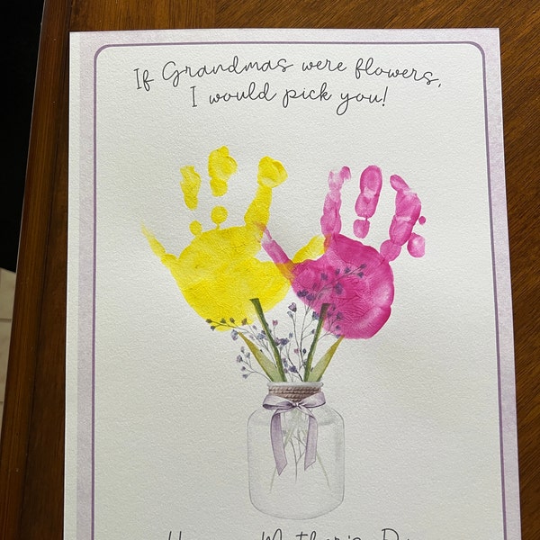 Grandma Gift Mothers Day, Handprint Flowers Kids Printable ...