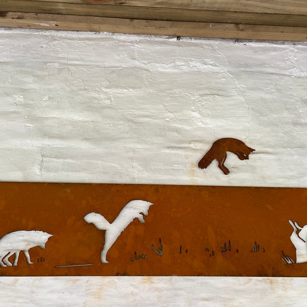 Wall Art Metal Fox. Wall Decor Fox Silhouette. Industrial Home Decor ...