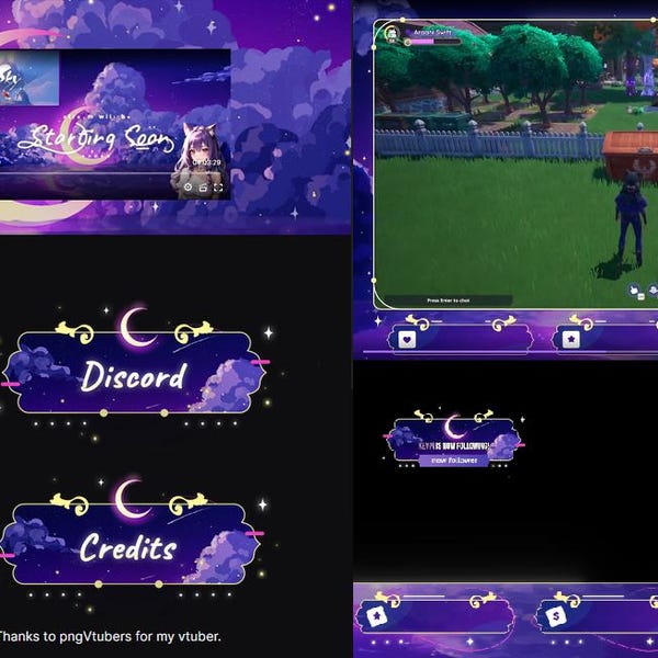 Flower Moon Animated Stream Pack for Twitch, Kick, Youtube/aesthetic ...