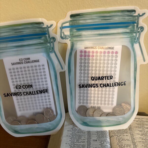 2 Pound Savings Challenge, Coin Jars, Savings Challenge, Lay Flat ...