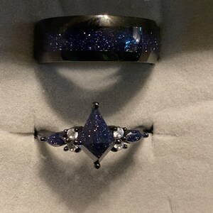 Orion Nebula Ring Set, Matching Promise Rings for Couples, Blue ...