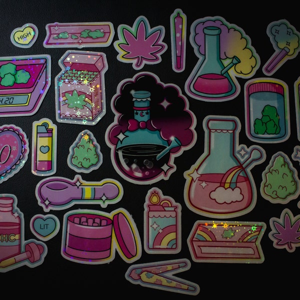 420 Medical Magic Girl Sticker Pack Marijuana Stickers Cute Weed ...