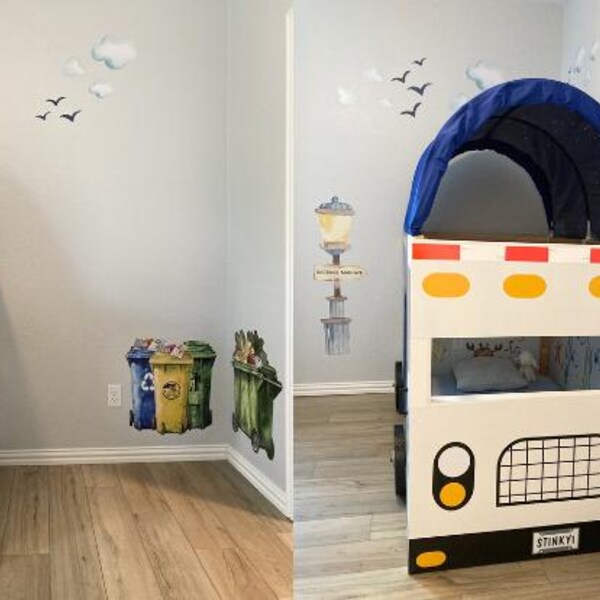 Garbage Truck Hot Wheels Wall Decal, Trash Trucks Wall Decal, Garbage ...