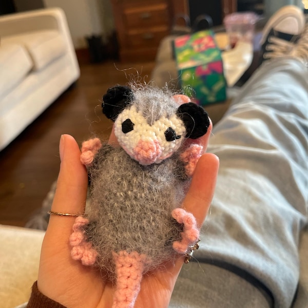 Possum Car Charms, Opossum Plush, Dashboard Decor, Amigurumi Fluffy ...