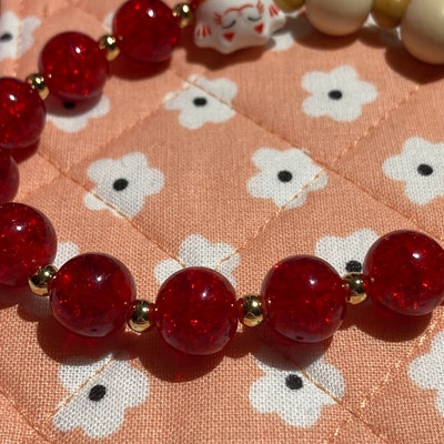 40 Red Crackle Glass Beads 32-62 - Etsy