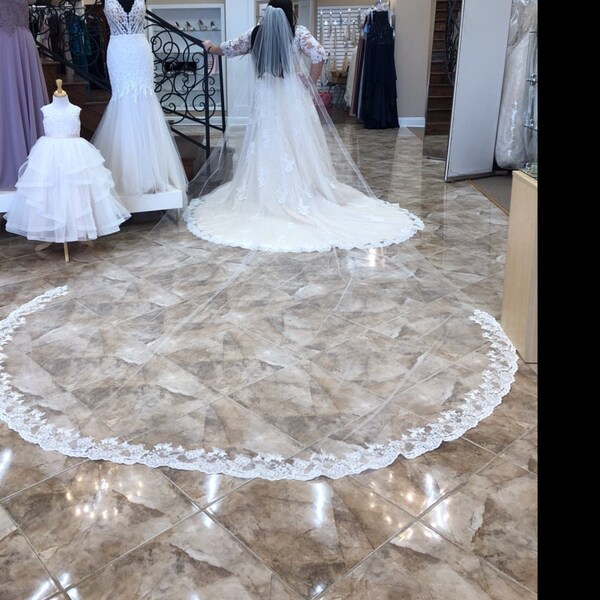 Cathedral Veil With 5/8" Satin Ribbon | Wedding Veil, Bridal Veil ...