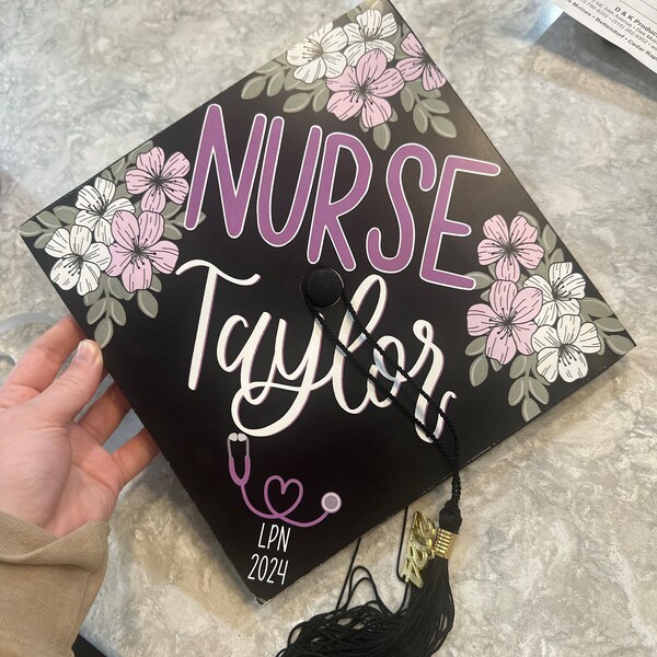 Custom "cherry Blossom Bsn" Graduation Cap Topper, Nursing Graduation ...