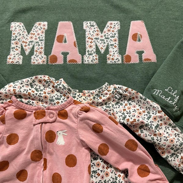 Mama Embroidered Baby Outfit Keepsake Applique Sweatshirt Simple Mama ...