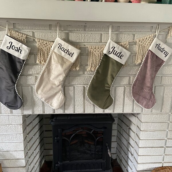 Personalized Velvet Christmas Stocking - Name Christmas Stocking - Name ...