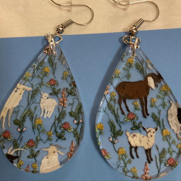 Goat Earrings: Laser Cut Acrylic Goats, Baby Goats, Kids, Farm, Animals ...