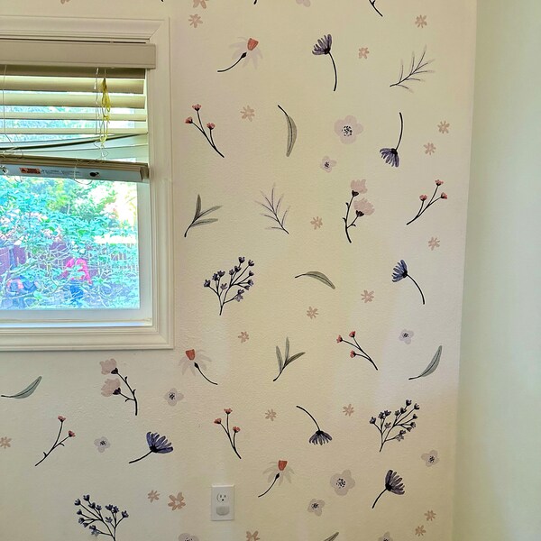 Watercolor Flower Greenery Wall Decals Nature Sticker Boho Nursery ...