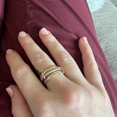 14KGF Gold Multi Link Connected Ring, Chunky Gold Ring, Gold Ring Set ...