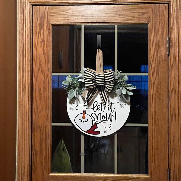 Winter Front Door Decor | Let It Snow | Snowman Front Door Wreath ...