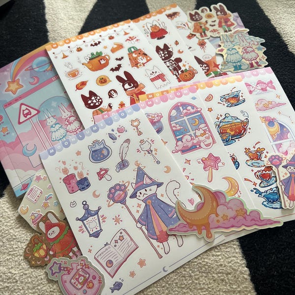 Starry Night Paint UI Holographic Vinyl Sticker - Cute Waterproof ...