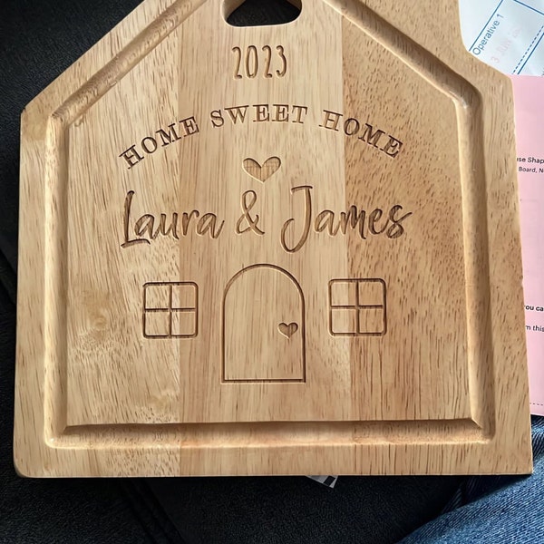 Home Sweet Home House Shaped Board Personalised House Warming Board ...