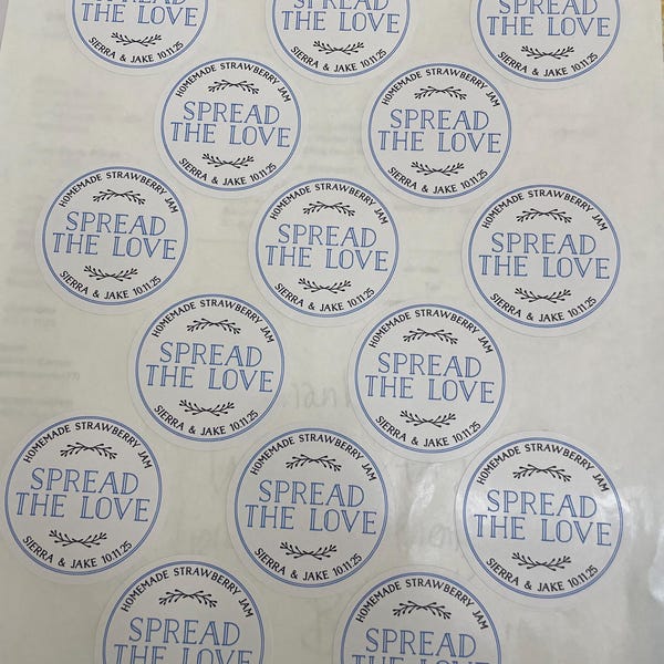 Custom Spread the Love Stickers, Vintage Homemade Jam Jar Round ...