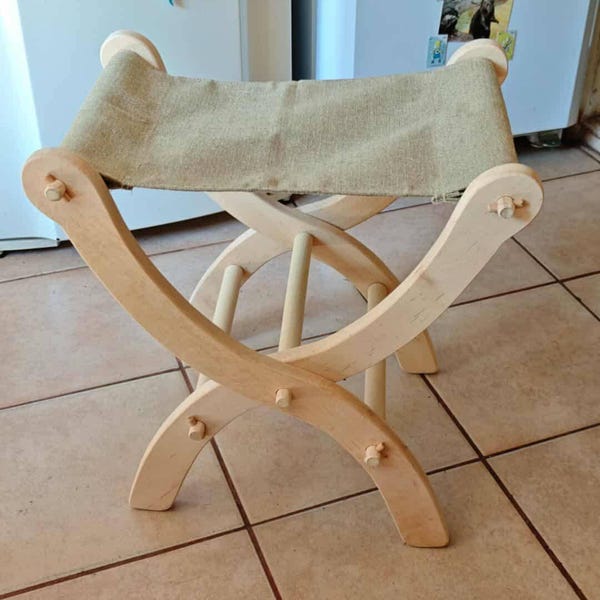 Medium Wooden Folding Stool, Oak Finish, Medieval Stool, Viking, Larp ...